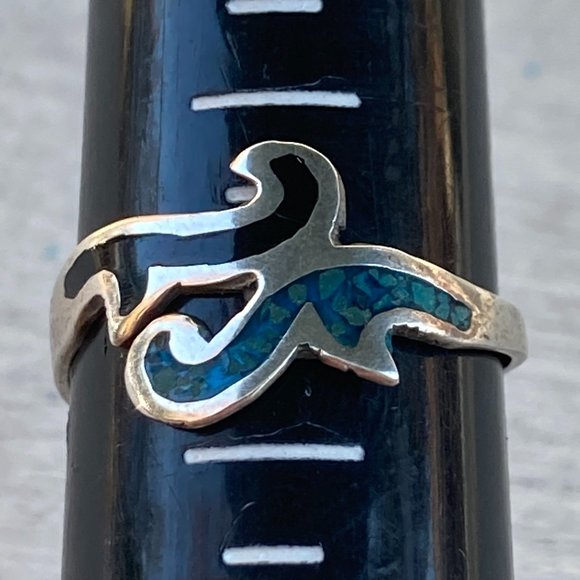 Unk | Jewelry | Abstract Vintage Sterling Silver With Inlaid Turquoise ...